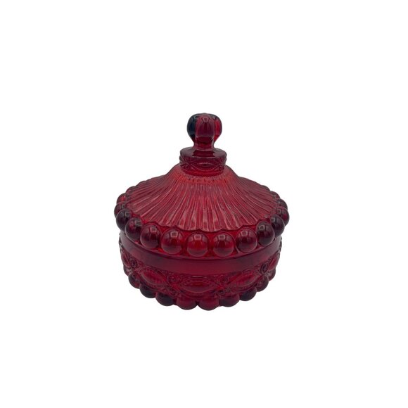 Mosser | Dining | Mosser Eye Winker Covered Candy Dish Ruby Red Round ...
